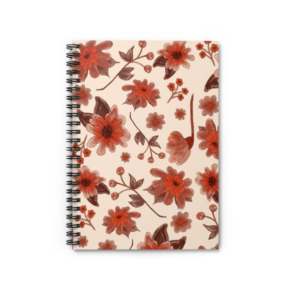 Red Flowers Spiral Notebook Boho Journal Writer Gift - Etsy
