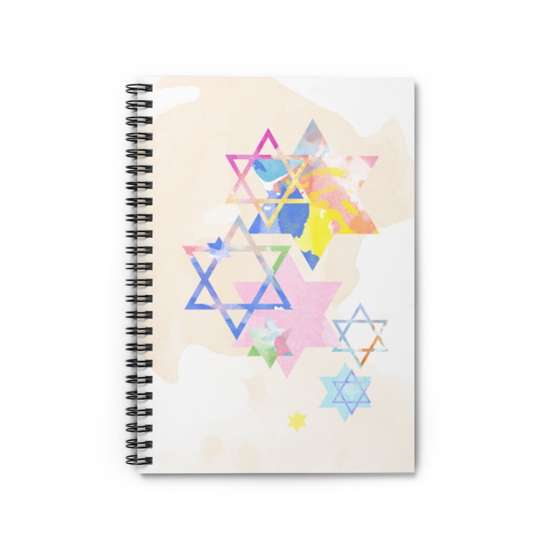 Hanukkah Spiral Notebook | Cute Bat Mitzvah Gift | Boho Journal | Star ...