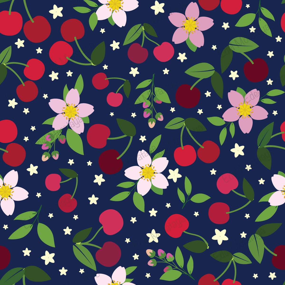 Pink Cherry Fruit 6 Seamless Patterns Collection for Instant - Etsy