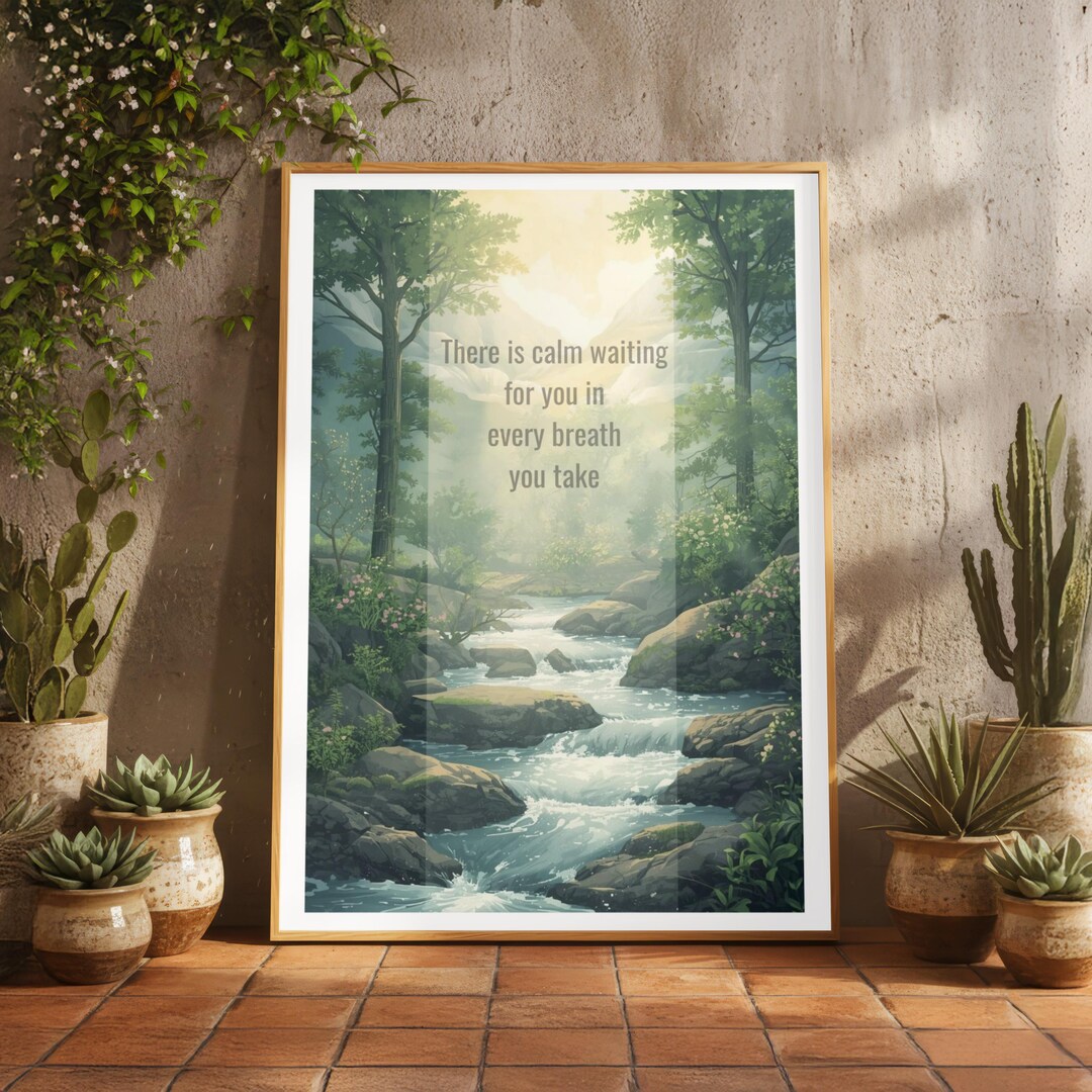 Calm in Every Breath Quote Poster – Mindful Wall Art – Soothing ...