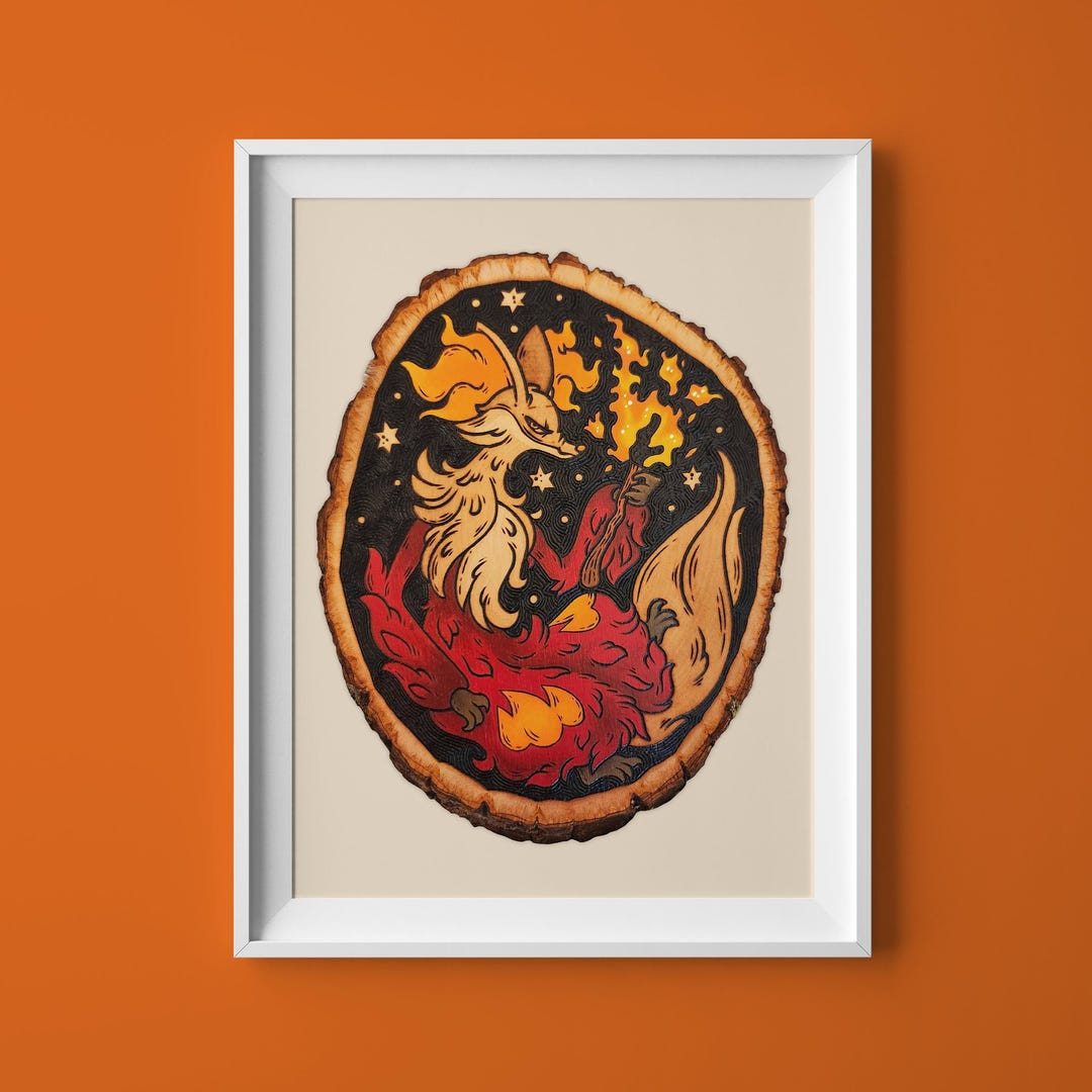 Pokemon Delphox Art Print - Pyrography Artwork Print - Traditional ...