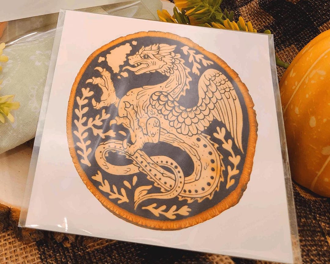 Medieval Dragon 5x5 Print - Pyrography Artwork Print - Etsy