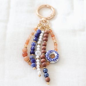 Personalized Gemstone Beaded Bag Charm: Aventurine, Sodalite, Magnesite ...