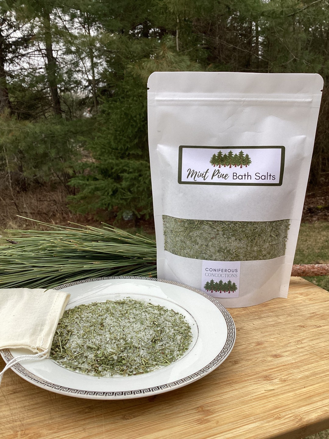 Peppermint Pine Epsom Bath Salts With Reusable Cotton Bag - Etsy