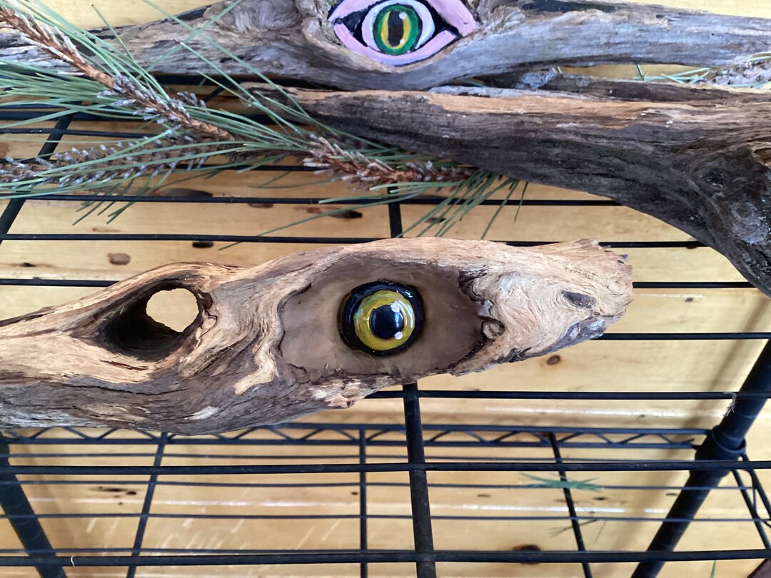 WATCHER OF THE Woods Natural Wood & Clay Sculpture Eye Into Natural ...