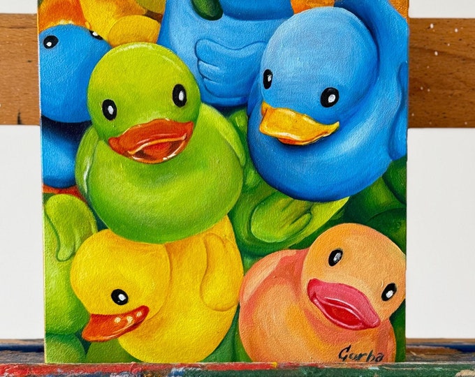 Fun Rainbow Ducks. Origina Oil Painting - Etsy