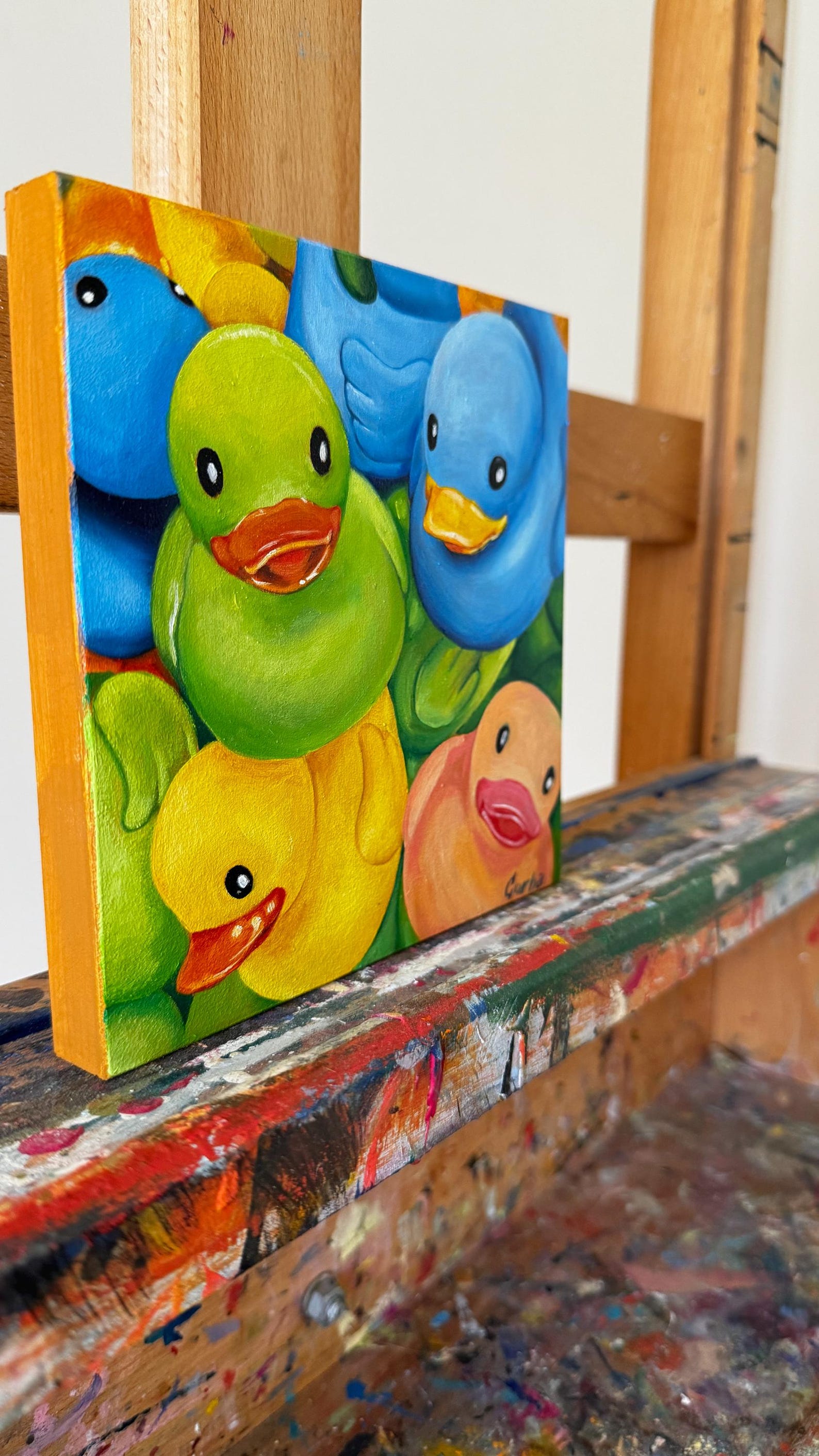 Fun Rainbow Ducks. Origina Oil Painting - Etsy