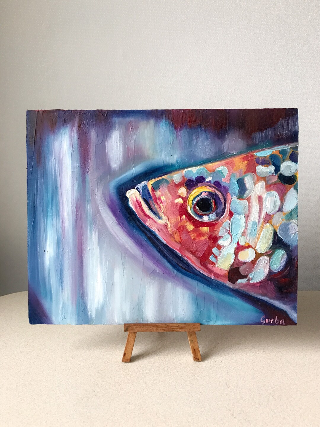 Rainbow Fish. Original Oil Painting on Fibreboard - Etsy