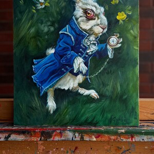 White Rabbit. Original Oil Painting. - Etsy