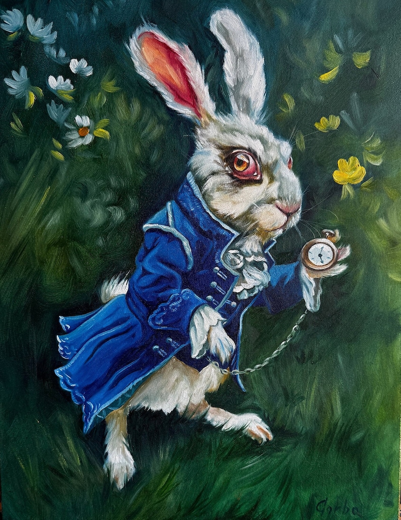 White Rabbit. Original Oil Painting. - Etsy
