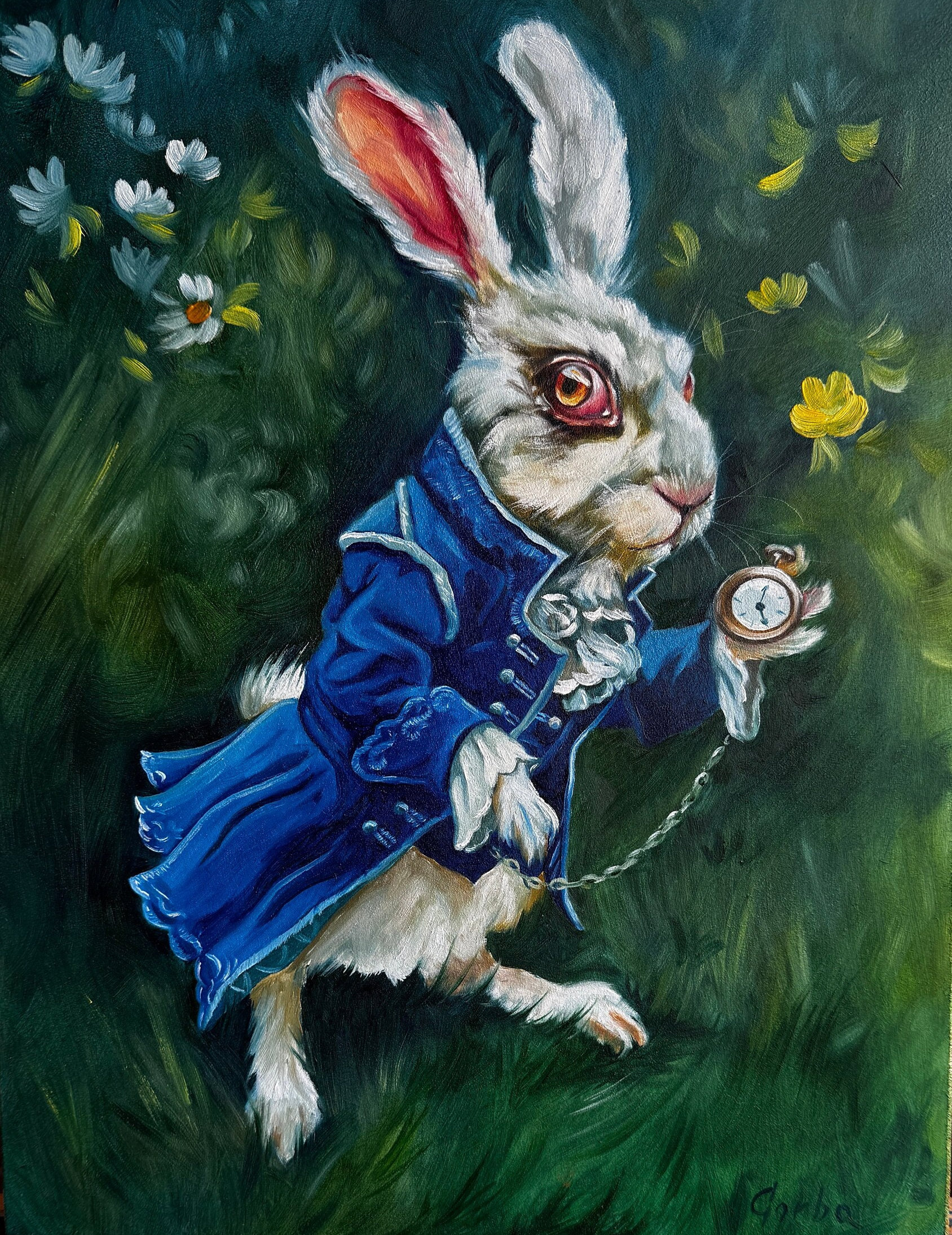 White Rabbit. Original Oil Painting. - Etsy