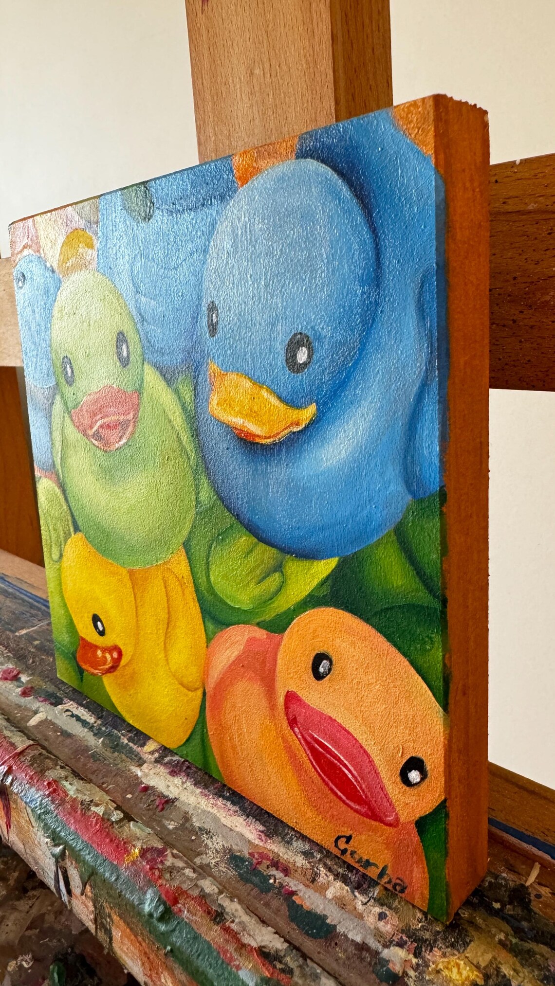 Fun Rainbow Ducks. Origina Oil Painting - Etsy
