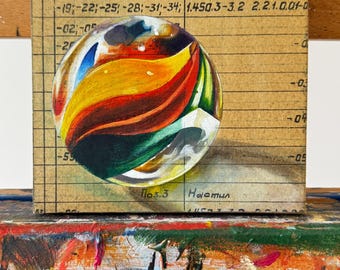 Miniature Original Oil Painting of Marbles on Stretched Canvas - Etsy