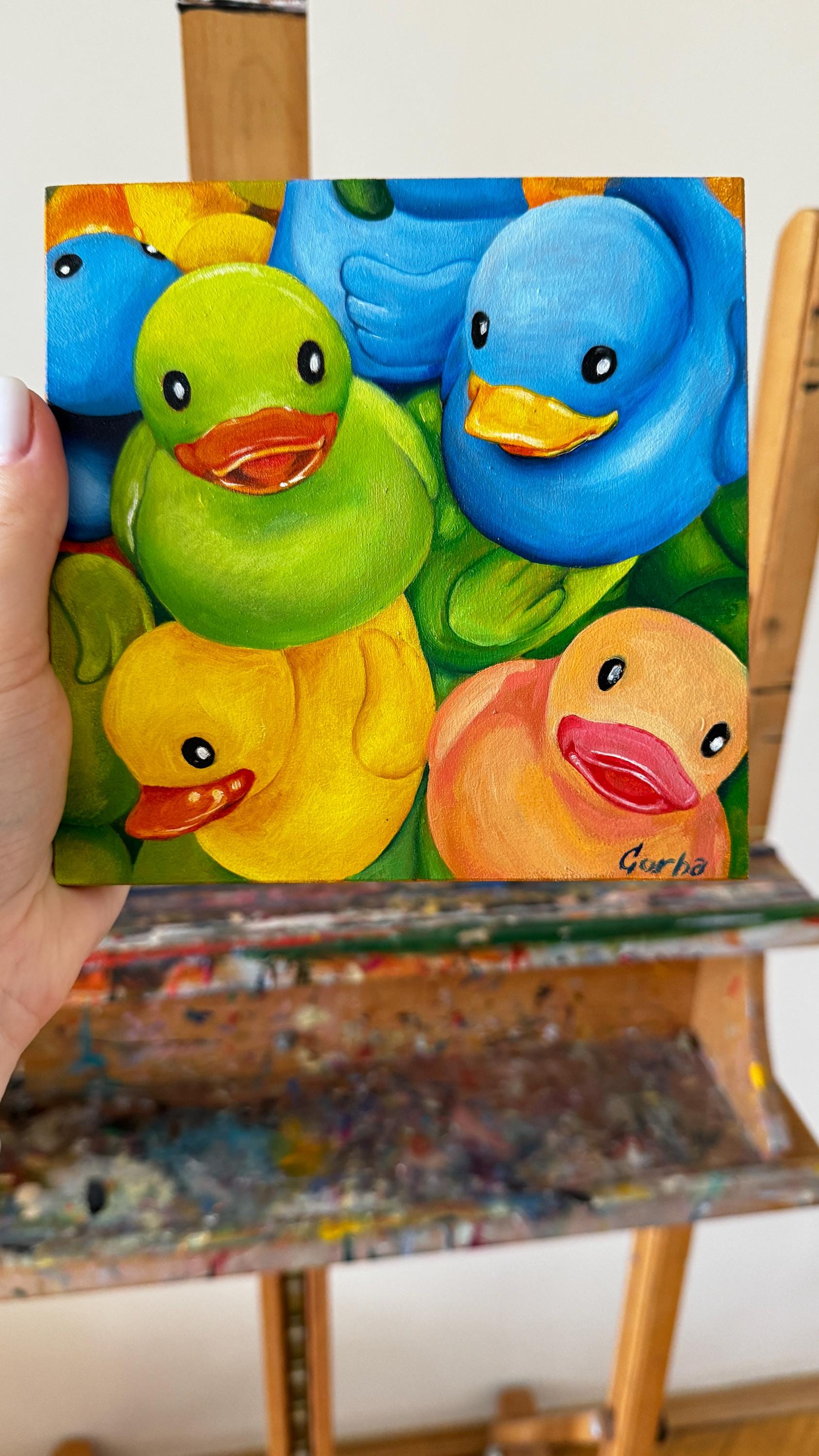 Fun Rainbow Ducks. Origina Oil Painting - Etsy