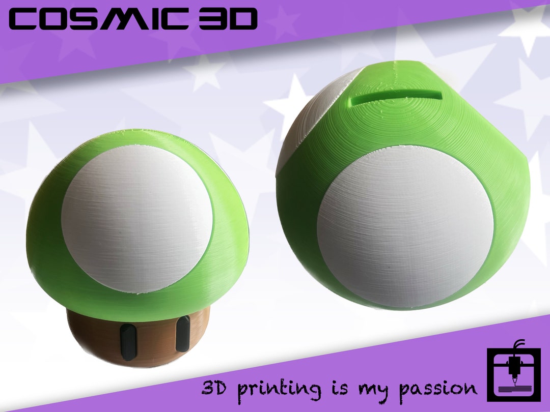 Super Mario Mushroom Money Box = Coin Bank - Colourful - 3D Printed ...