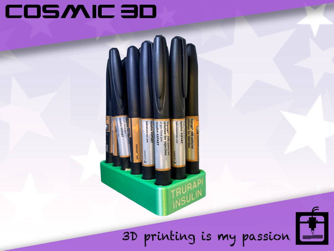 Insulin Pen Holder - 3D Printed - Storage - Visual Amount - 15.6mm ...