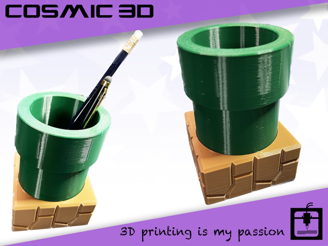 Mario Inspired 3D Printed Desk Tidy Warp Pipe Pencil Holder Pot Great ...
