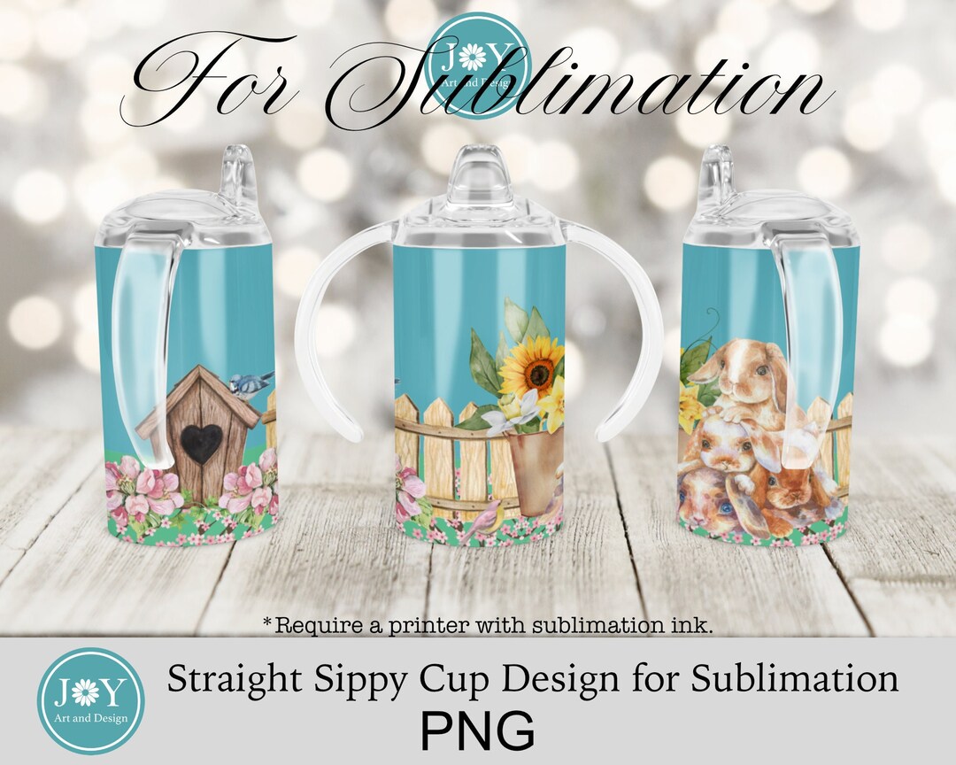 Bunnies Scene Straight Sippy Cup Sublimation Design, Digital ...