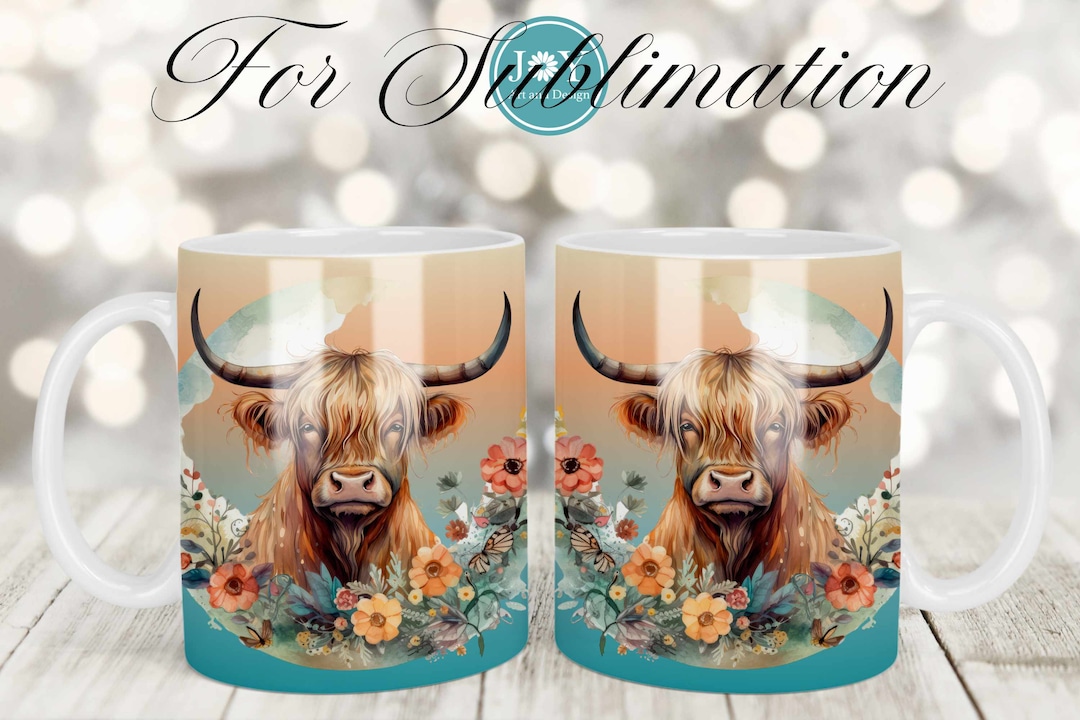Highland Cow Coffee Mug PNG 11 Oz 12 Oz 15 Oz Mug and Coaster - Etsy