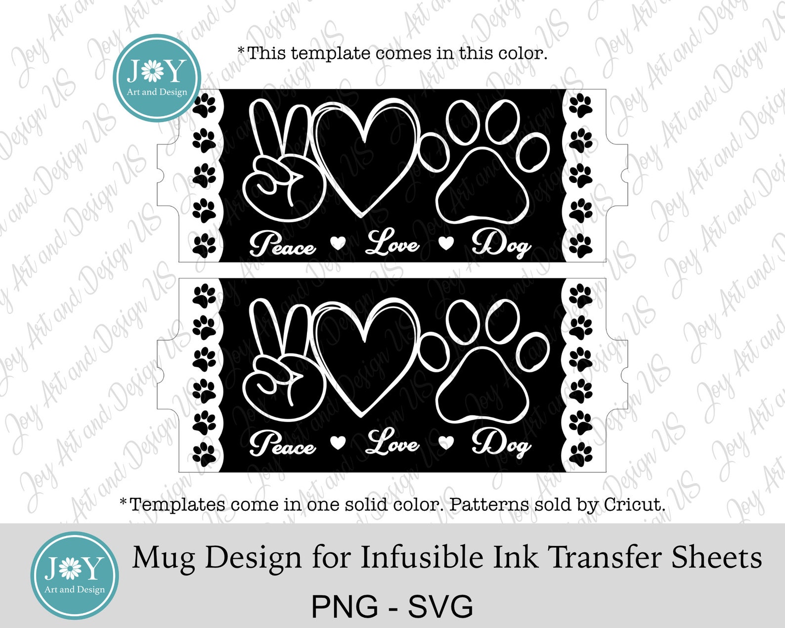 Peace Love Dog Cricut Mug Press Svg Design Infusible Ink Wrap | Etsy