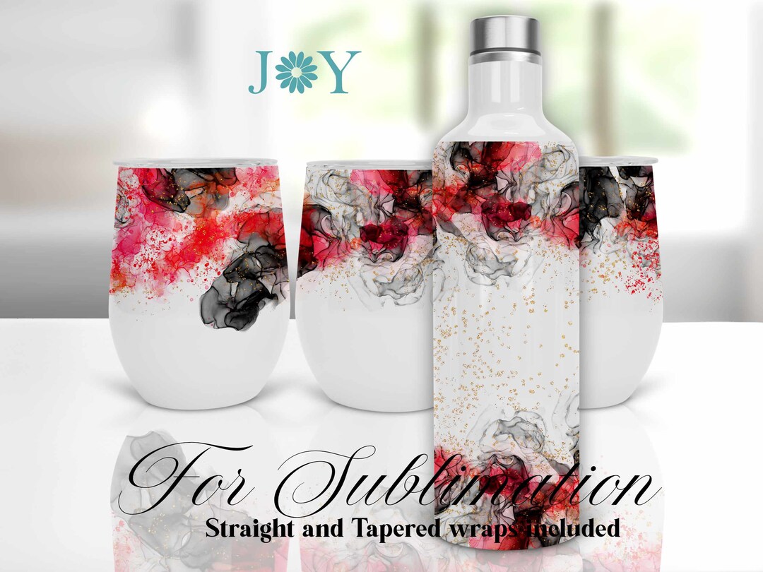 Alcohol Ink Sublimation Design for 12 Oz Wine Tumblers, Digital ...
