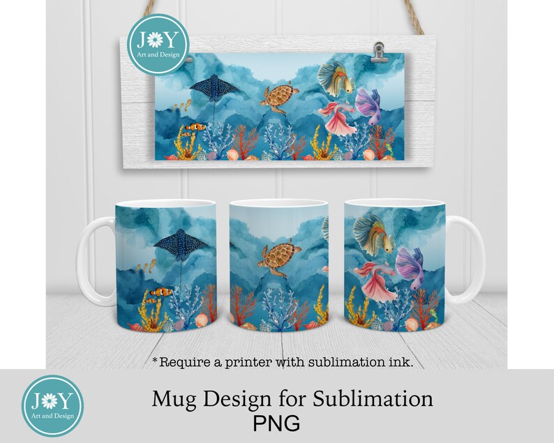 Under the Sea. Sublimation Designs for Mugs Sublimation Mug | Etsy