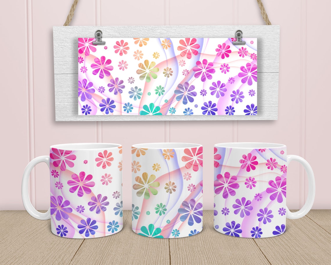 Diseño de taza para sublimación Flores. Taza de sublimación. | Etsy