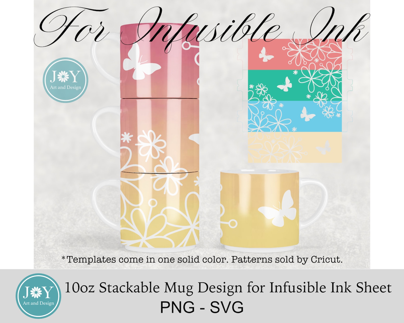 10oz Cricut Stackable Mugs Svg, Flowers Mug Press Svg, Cricut Mug Press ...