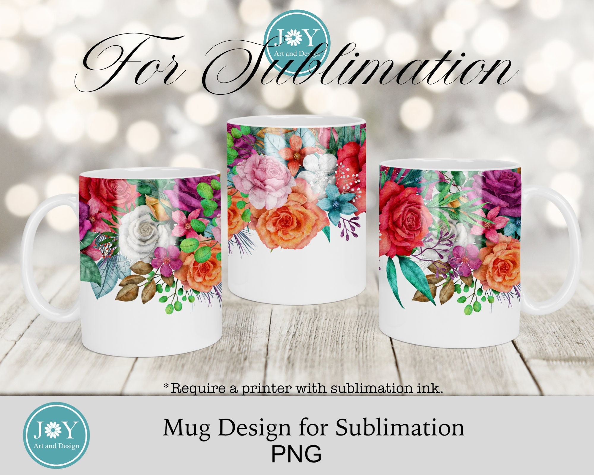 Flowers Mug Press Sublimation Designs Coffee Mug PNG Mug - Etsy