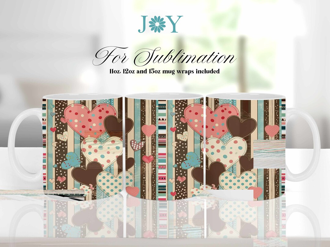Scrapbook Mug Press Wrap Sublimation Design - Coffee Cup PNG Templates ...