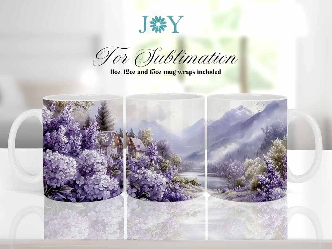 Purple House Mug Wrap Sublimation Design for 11oz, 12oz and 15oz Mug ...