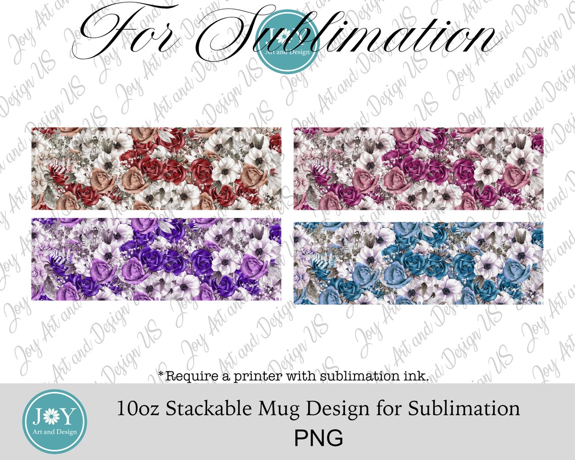 10 Oz Stackable Mugs for Sublimation Roses Mug Sublimation | Etsy
