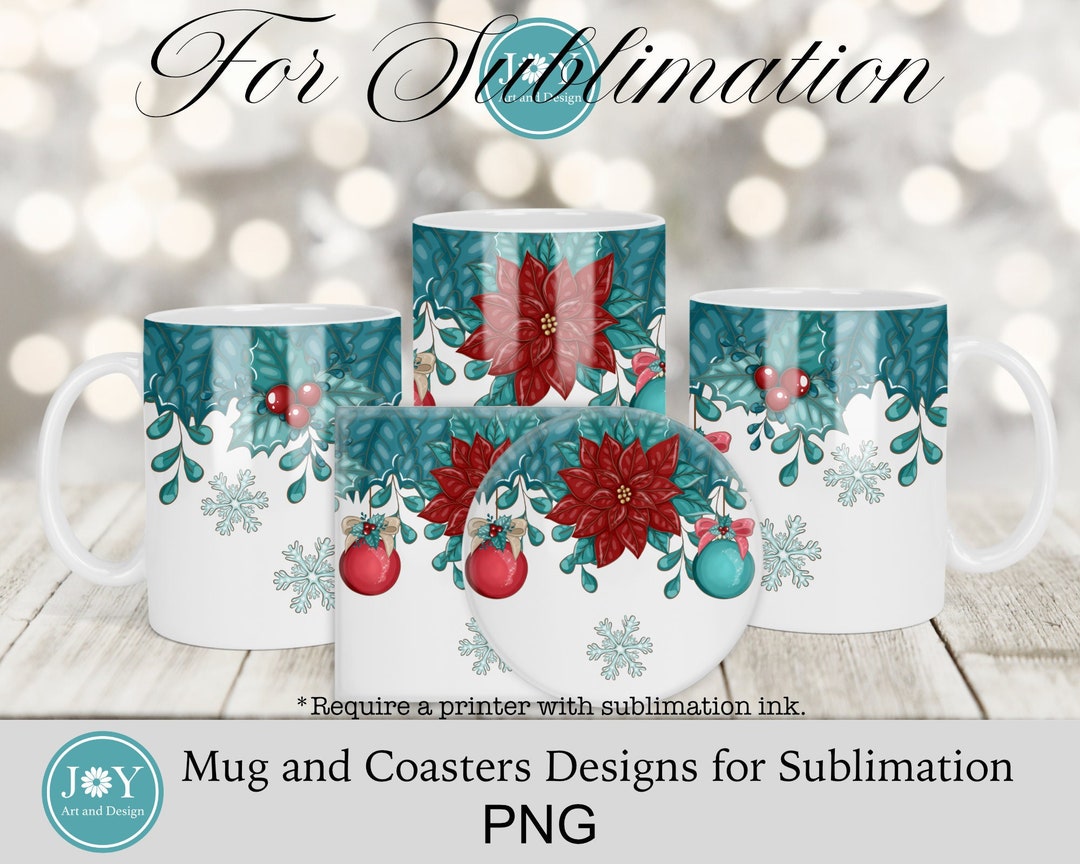 Christmas Mug Wrap Template Holiday Sublimation Design PNG, Christmas ...