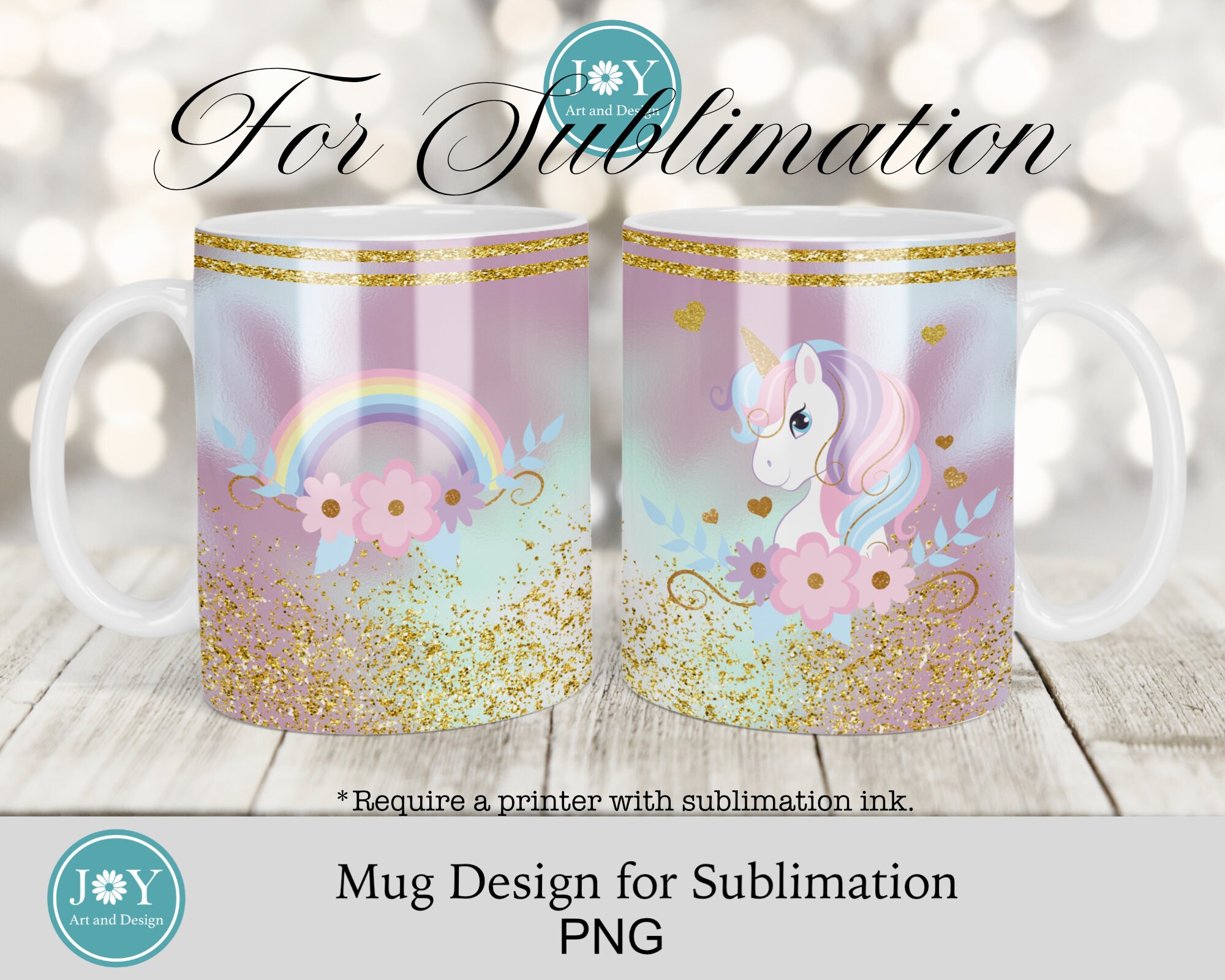 Glitter Unicorn Mug Press And Coasters Sublimation Design Etsy