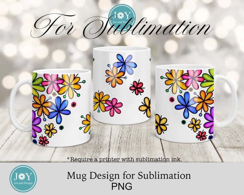 Art Pop Flower Sublimation Designs for Mugs Coffee Mug PNG - Etsy