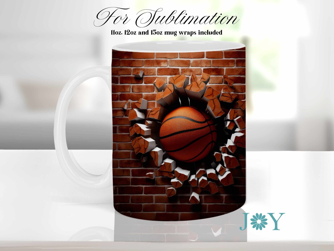 3D Basketball Coffee Mug Wrap PNG, Digital Instant Download Mug ...
