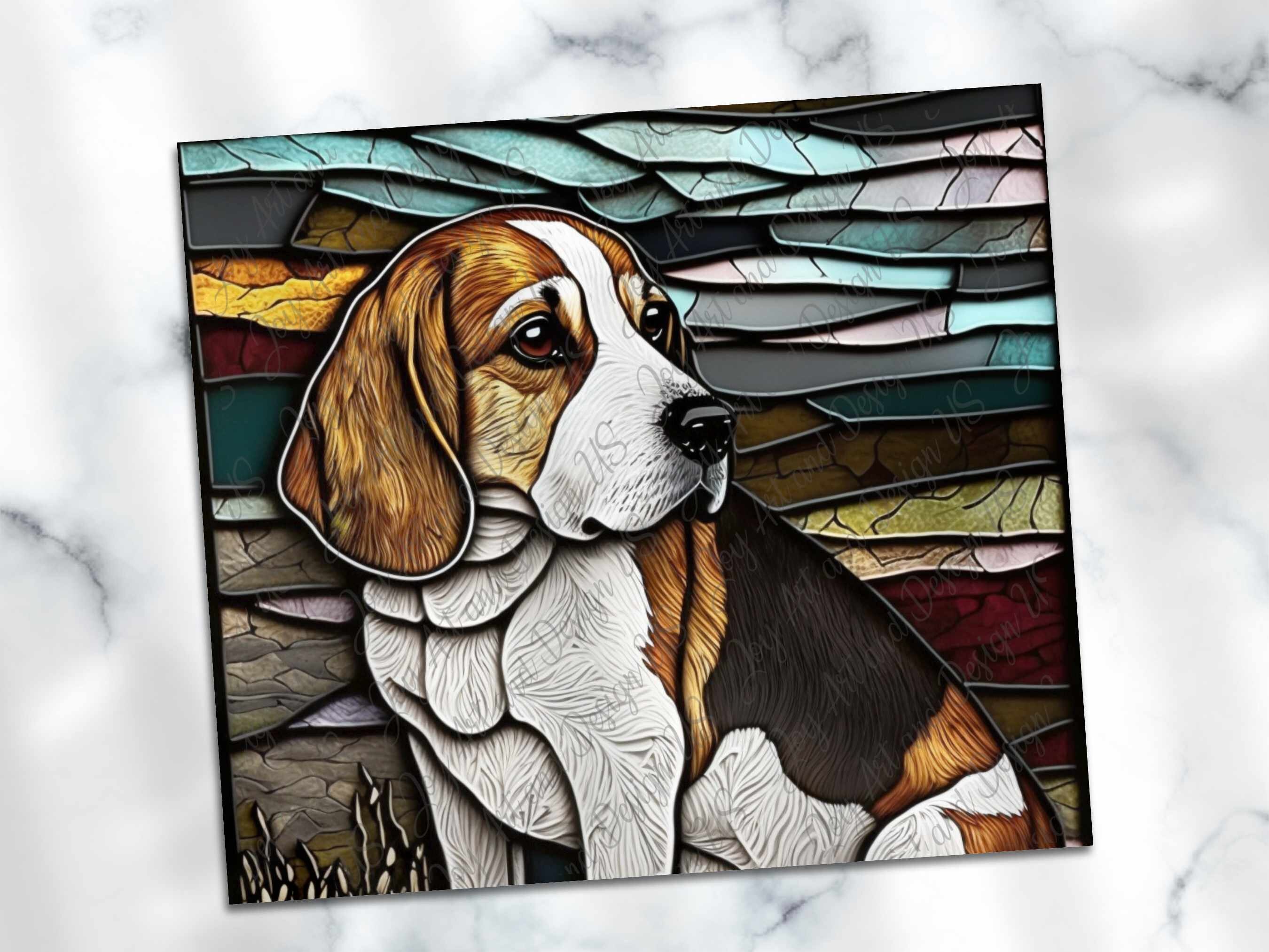 Stained Glass Beagle 20 Oz Skinny Tumbler Sublimation Design - Etsy