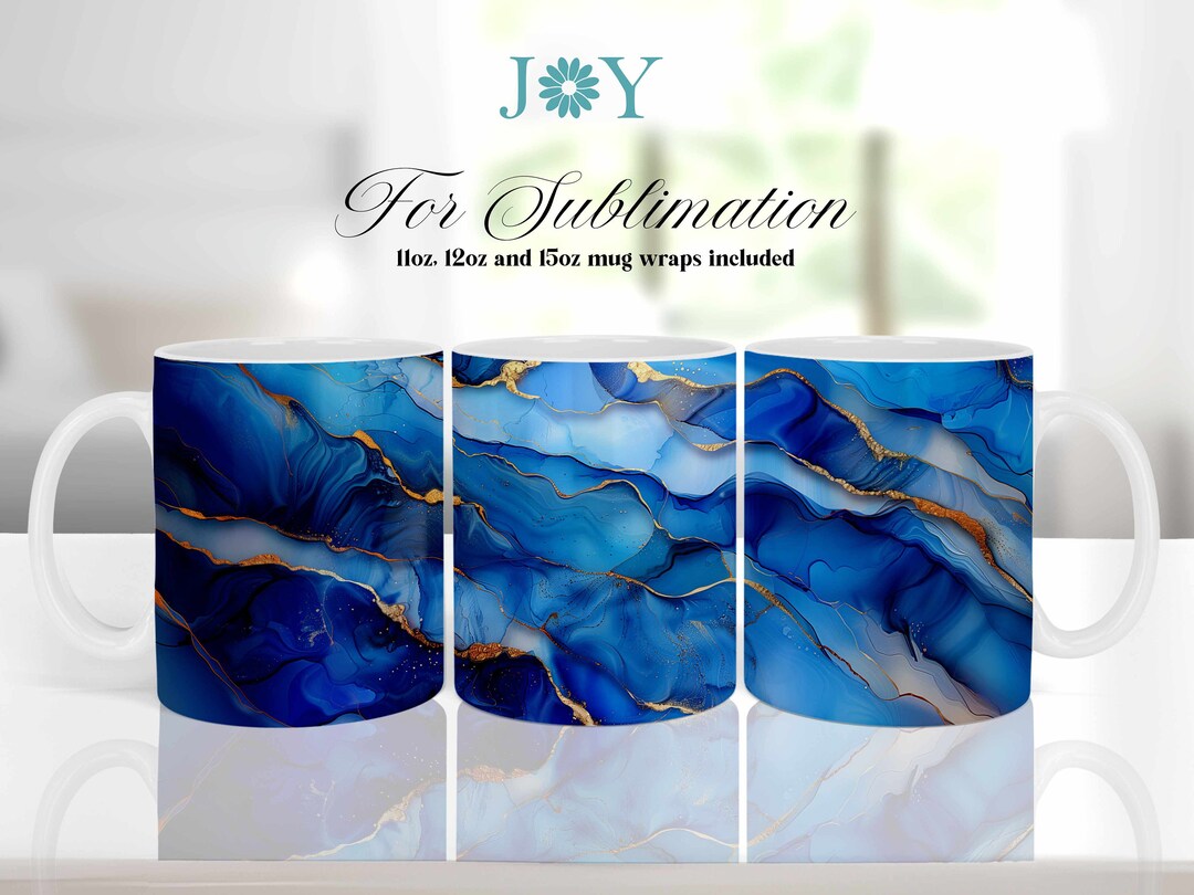 Marble Mug Wrap Sublimation Design - Digital Download Template for 11oz ...