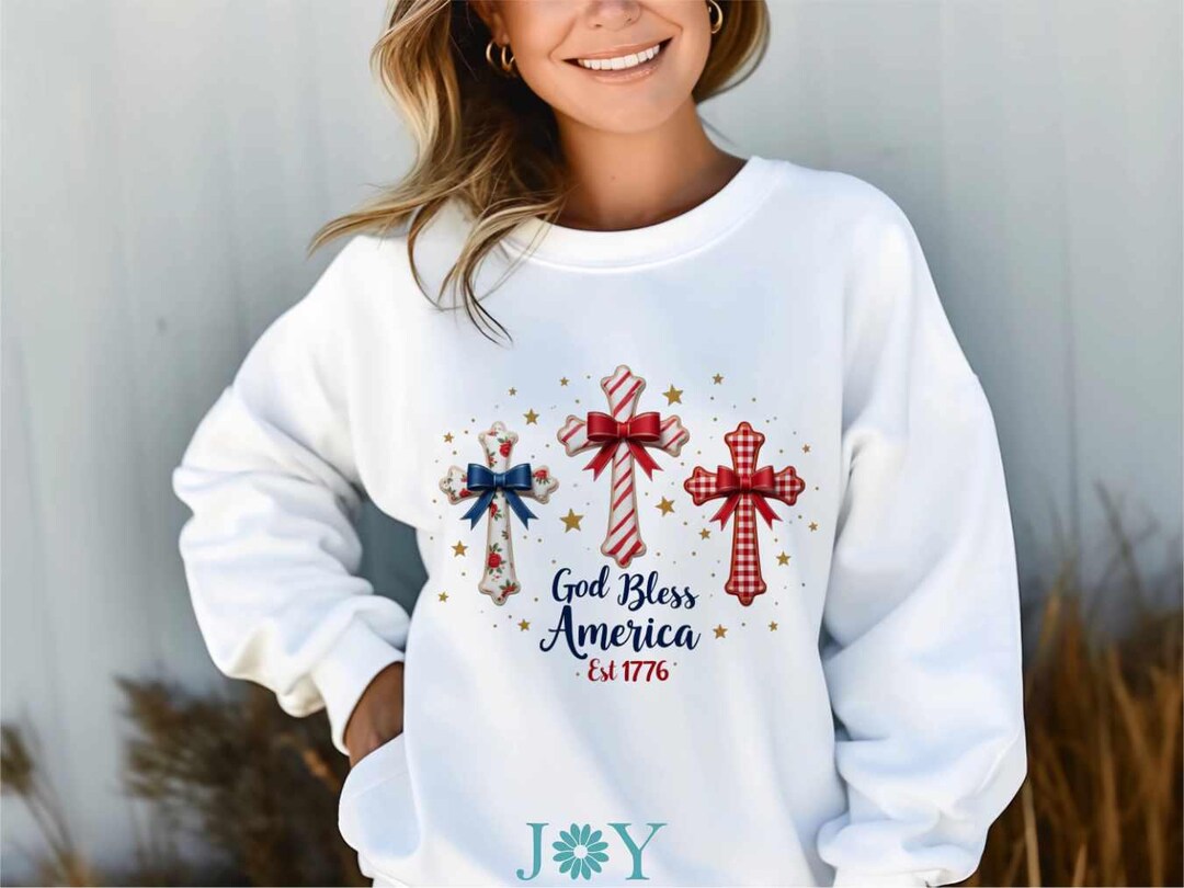 God Bless America Cross PNG – Patriotic Sublimation Design With Bows ...