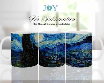 Starry Night Coffee Mug Sublimation Transfer Ready to Press Heat ...
