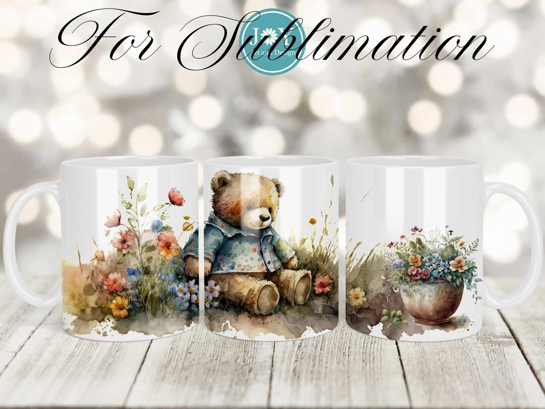 Teddy Bear Coffee Mug PNG, Sublimation Designs for Mugs, Digital Mug ...