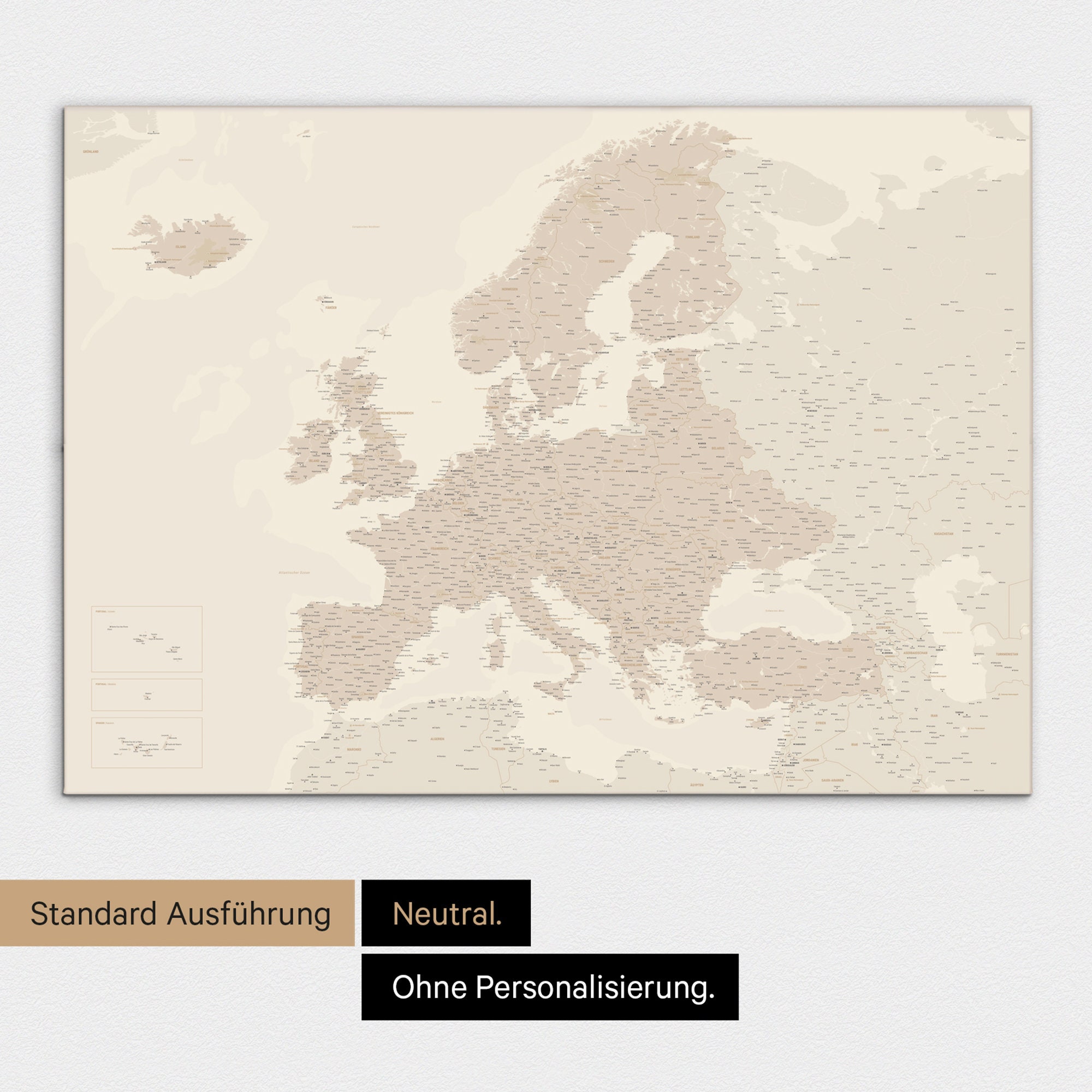 Map of Europe TRAVEL® Pinboard Canvas gold With - Etsy UK