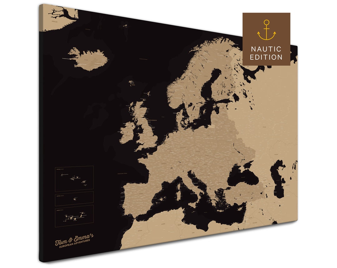 Map of Europe TRAVEL® Pinboard Screen sonar Black - Etsy