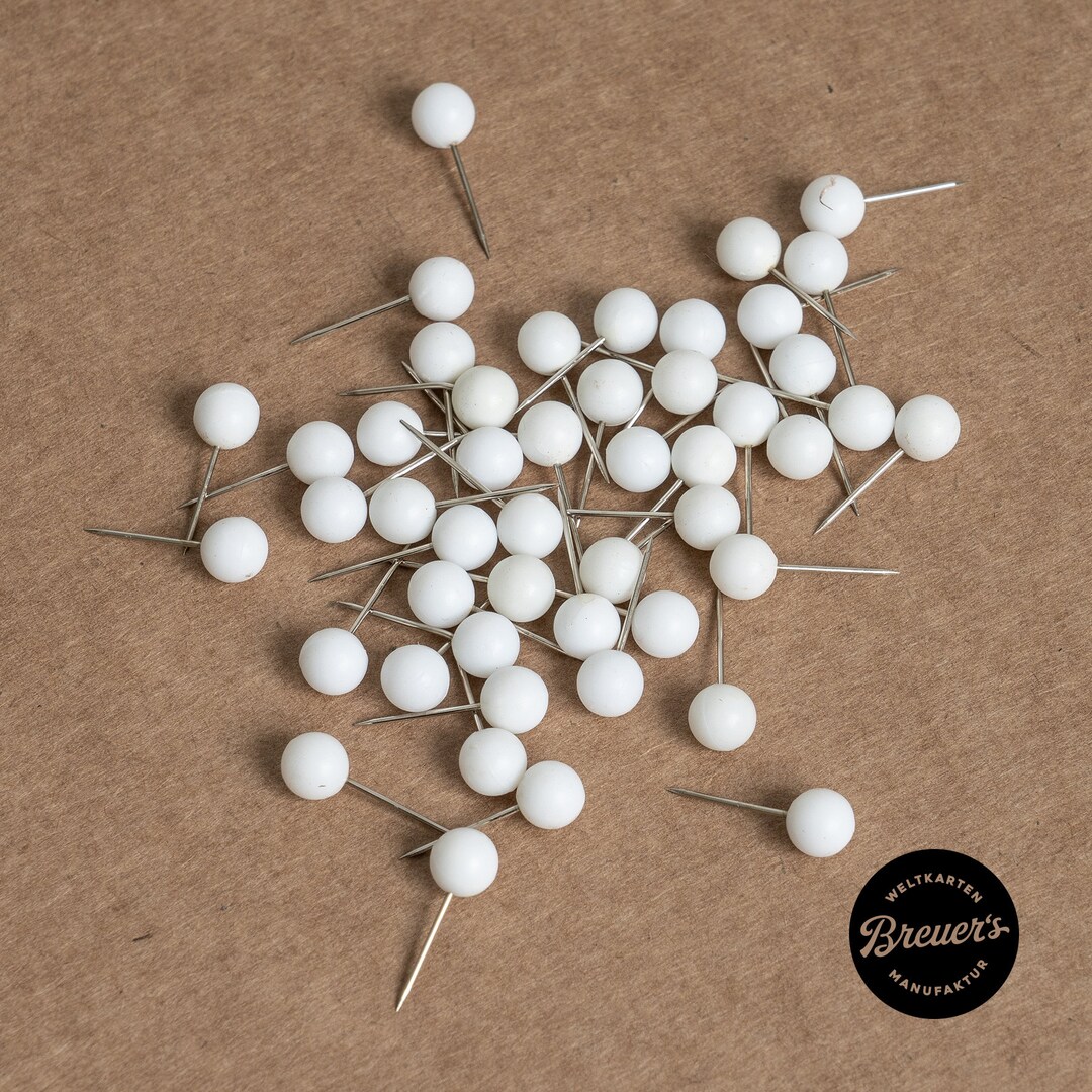 Pinns & Pins 50 Pieces White for World Map Pinboard Canvas Travel ...