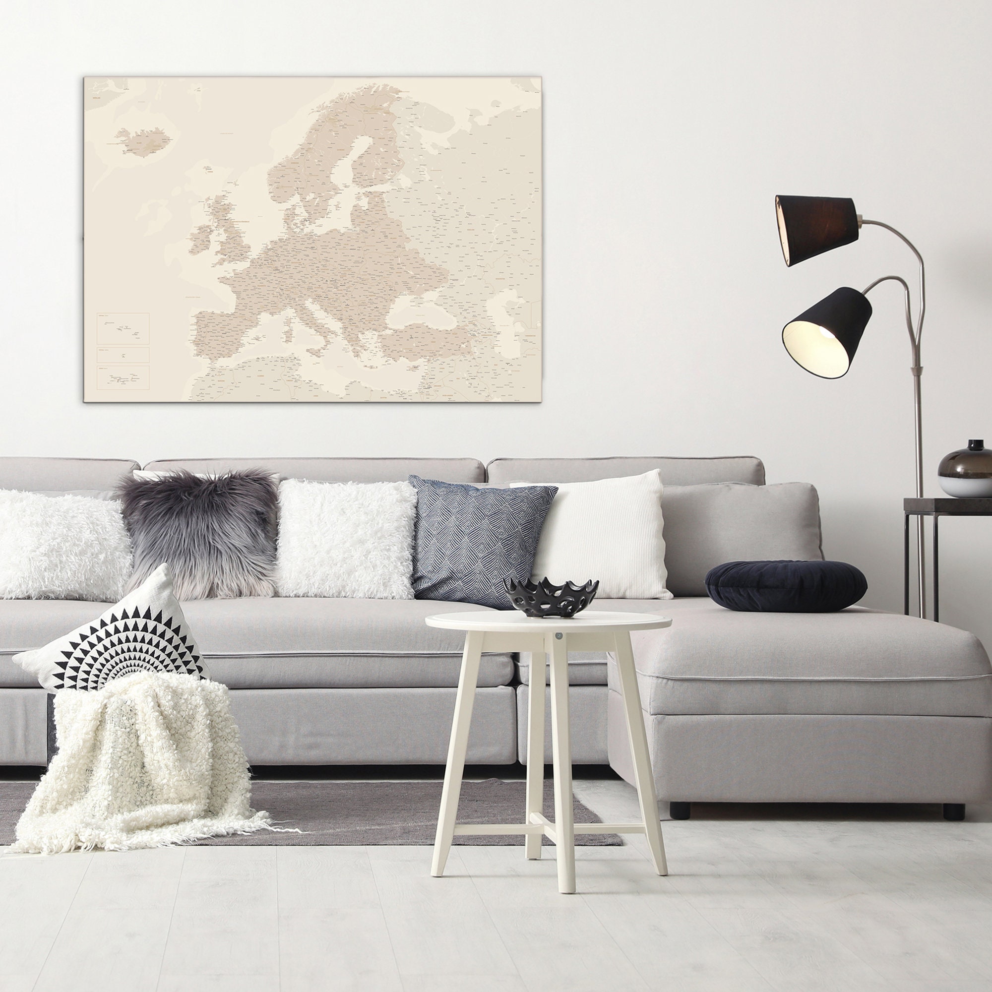 Map of Europe TRAVEL® Pinboard Canvas gold With - Etsy UK