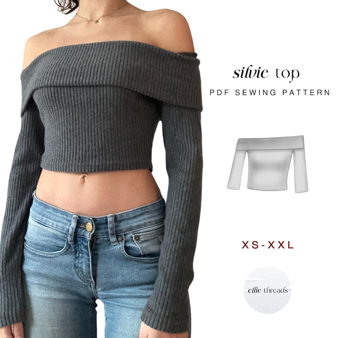 Off Shoulder Crop Top Sewing Pattern | Sylvie, Xs-xxl (digital Pdf) - Etsy