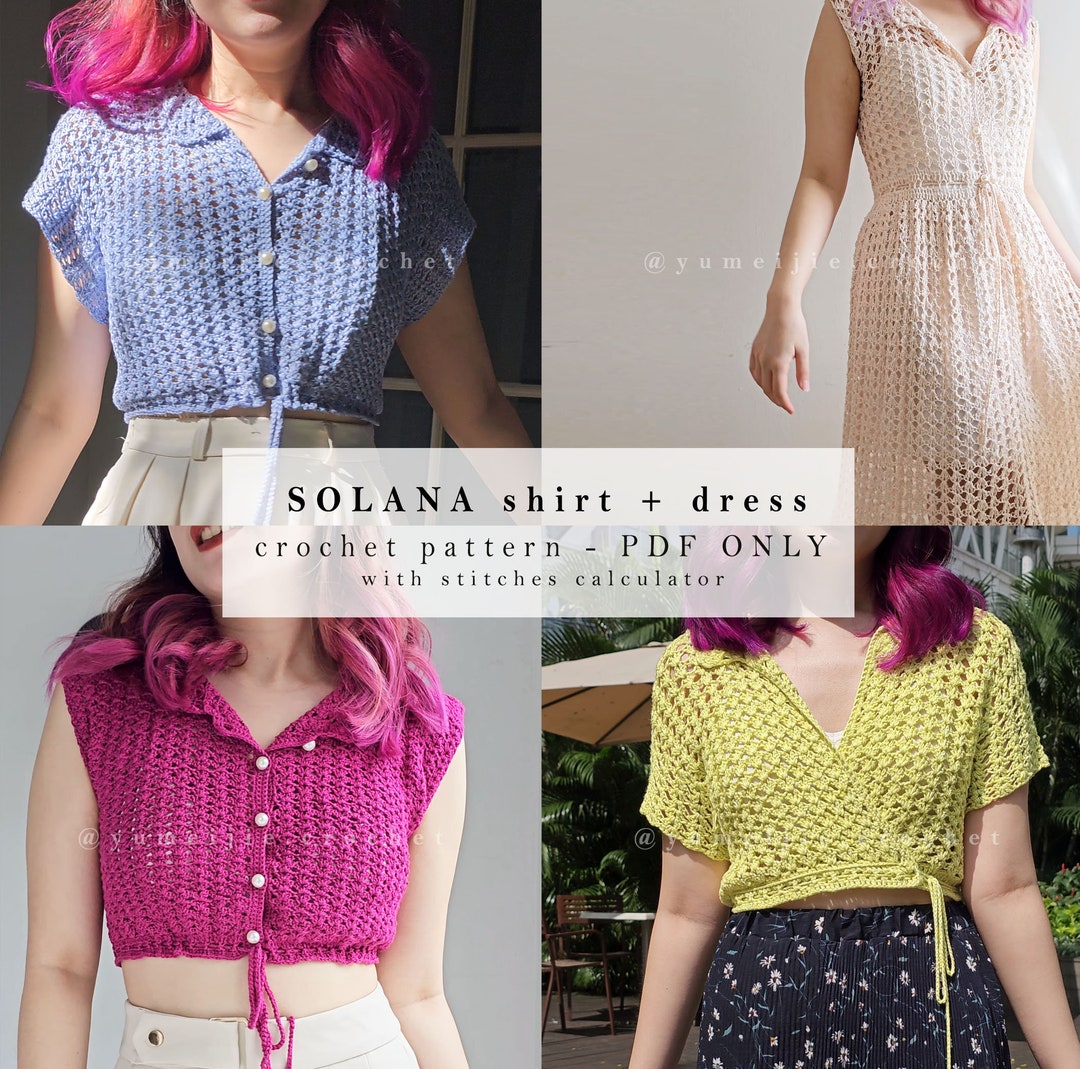 Solana Shirt & Dress (detailed PDF Crochet Pattern With Pictures ...