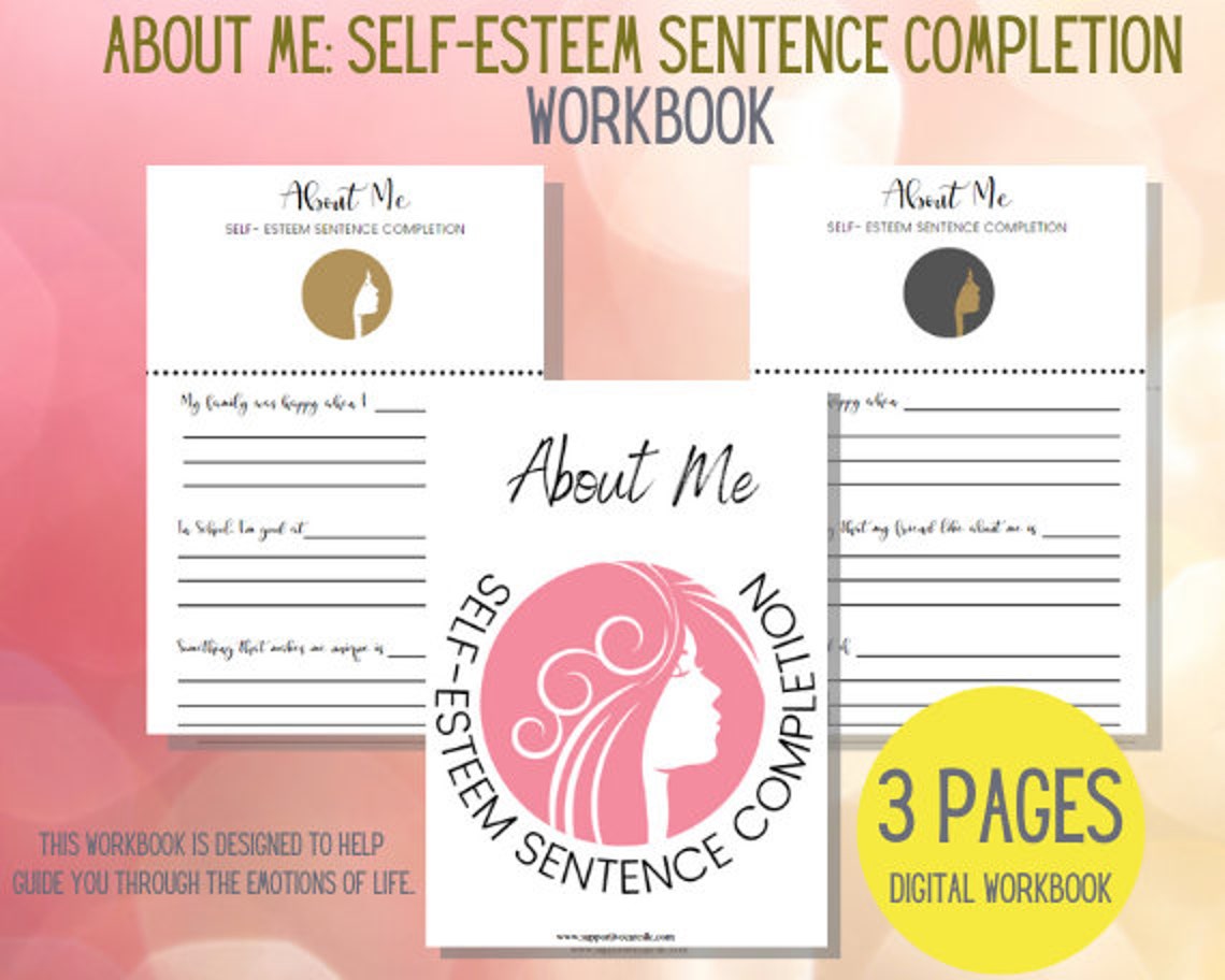 About Me: Self-esteem Sentence Completion workbook - Etsy
