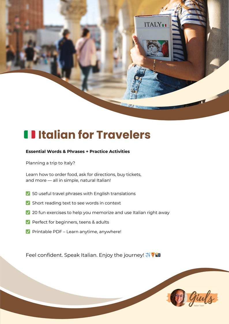 Italian Travel Vocabulary & Phrase Guide With Practice Activities ...