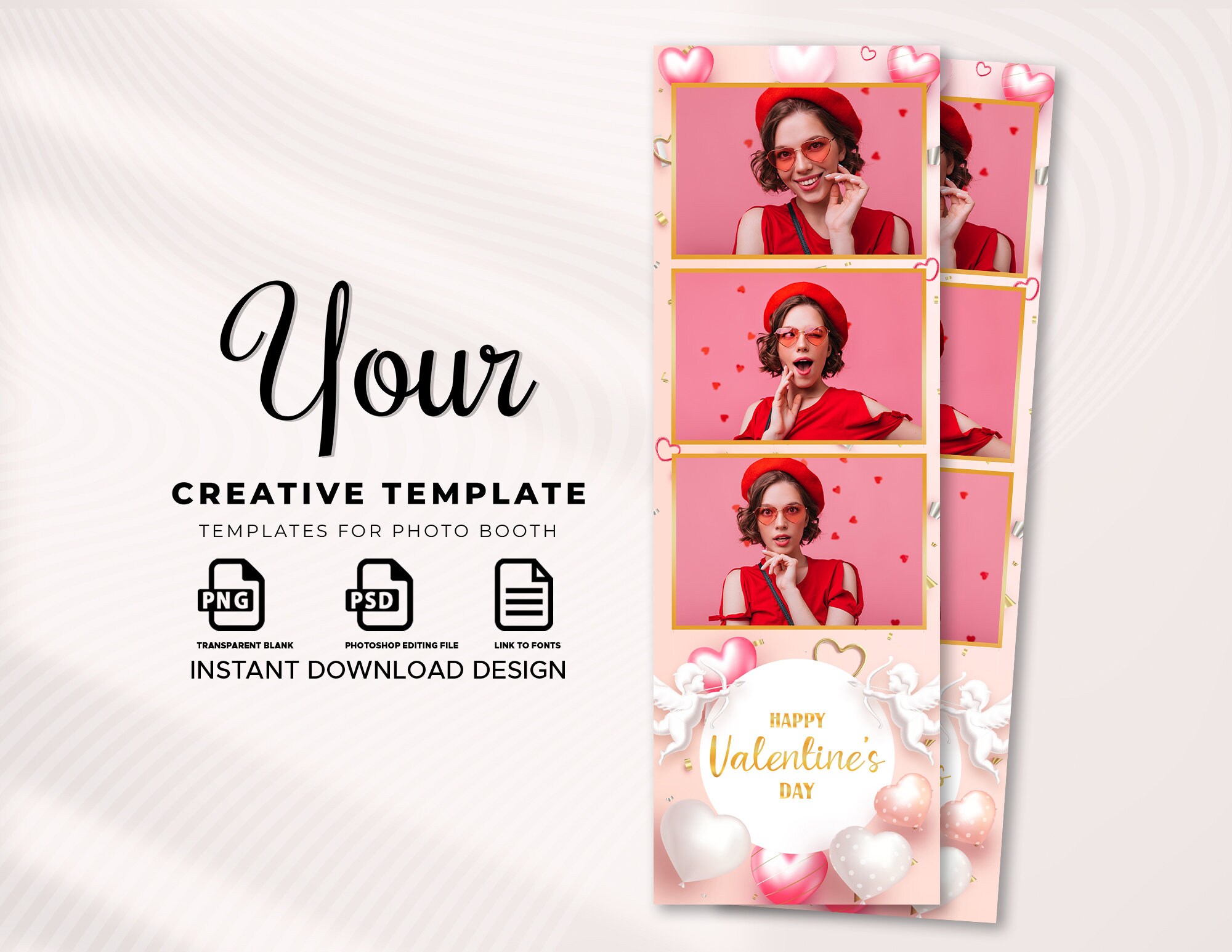 Hearts Valentine's Photo Booth Template, Valentine's Day Photo Booth ...